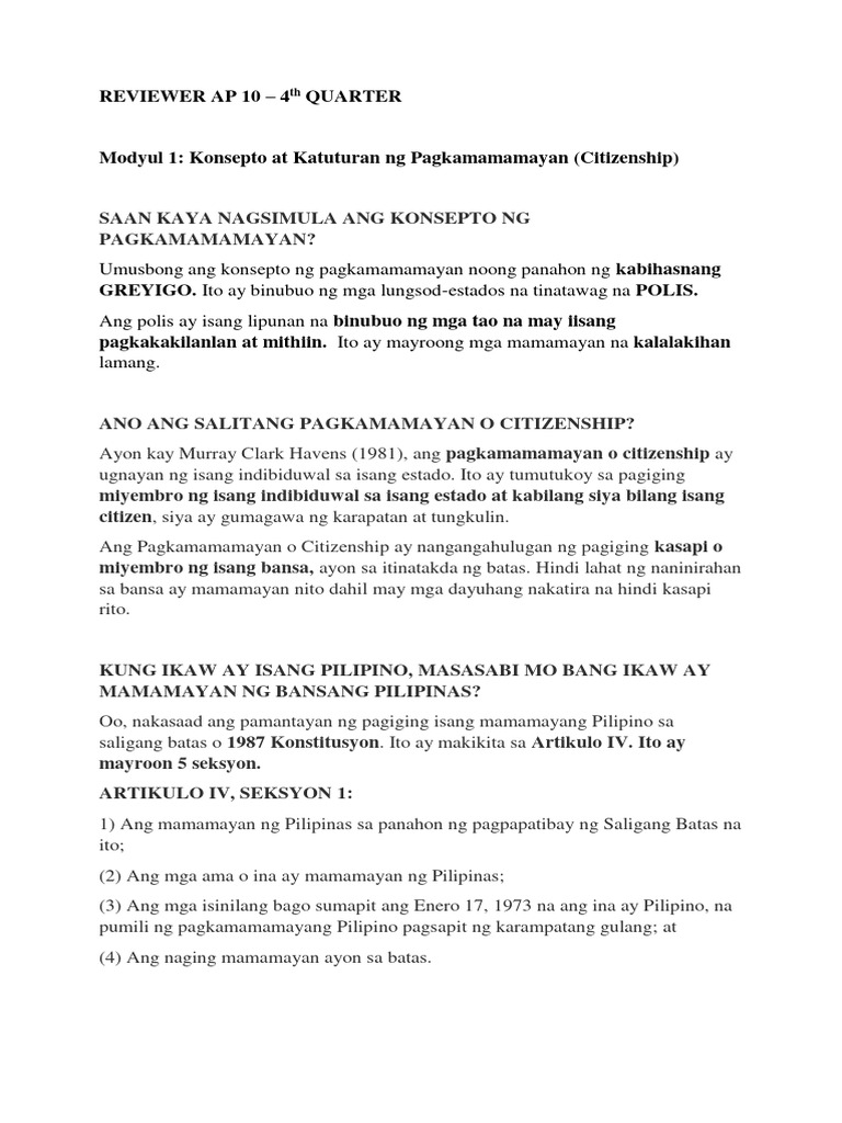 Lesson 4TH Quarter | PDF