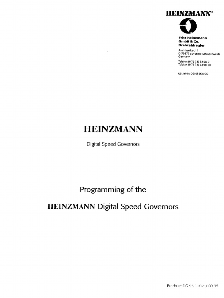 Programming Heinzmann DG95-110 | PDF