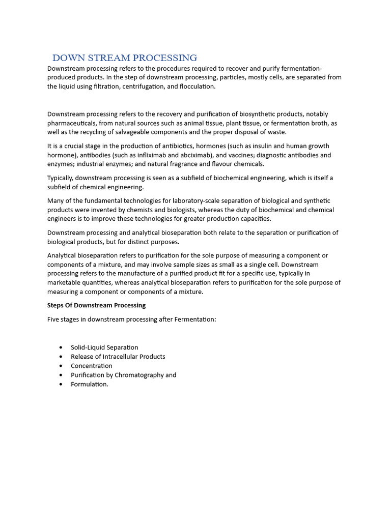 Down Stream Processing | PDF | Chromatography | Filtration