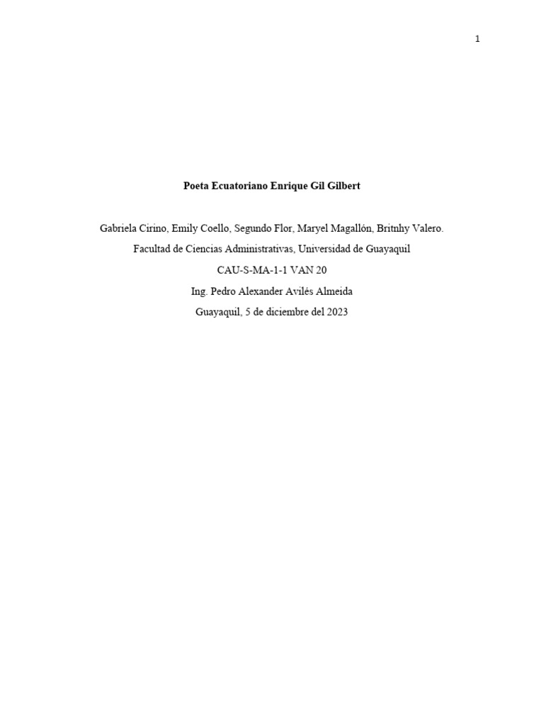 Biografía de Enrique Gil Gilbert | PDF | Ecuador Biografía de Enrique Gil Gilbert | PDF | Ecuador