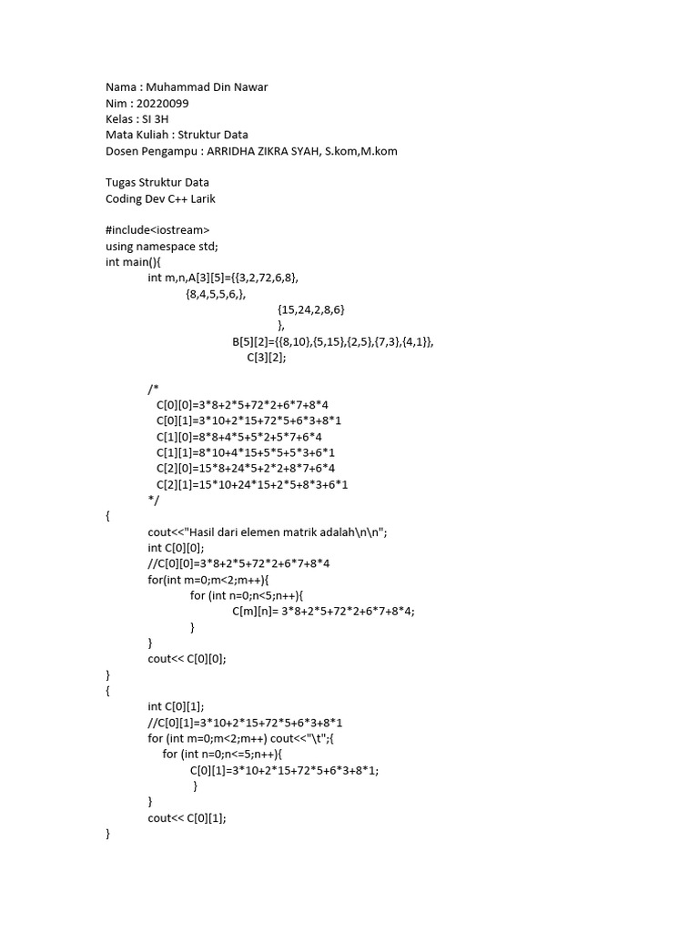 Bentuk Coding C++ | PDF