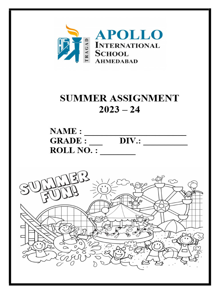 Summer Assignment 2023 - 24: NAME: - GRADE: - DIV.: - ROLL NO. | PDF | English Language