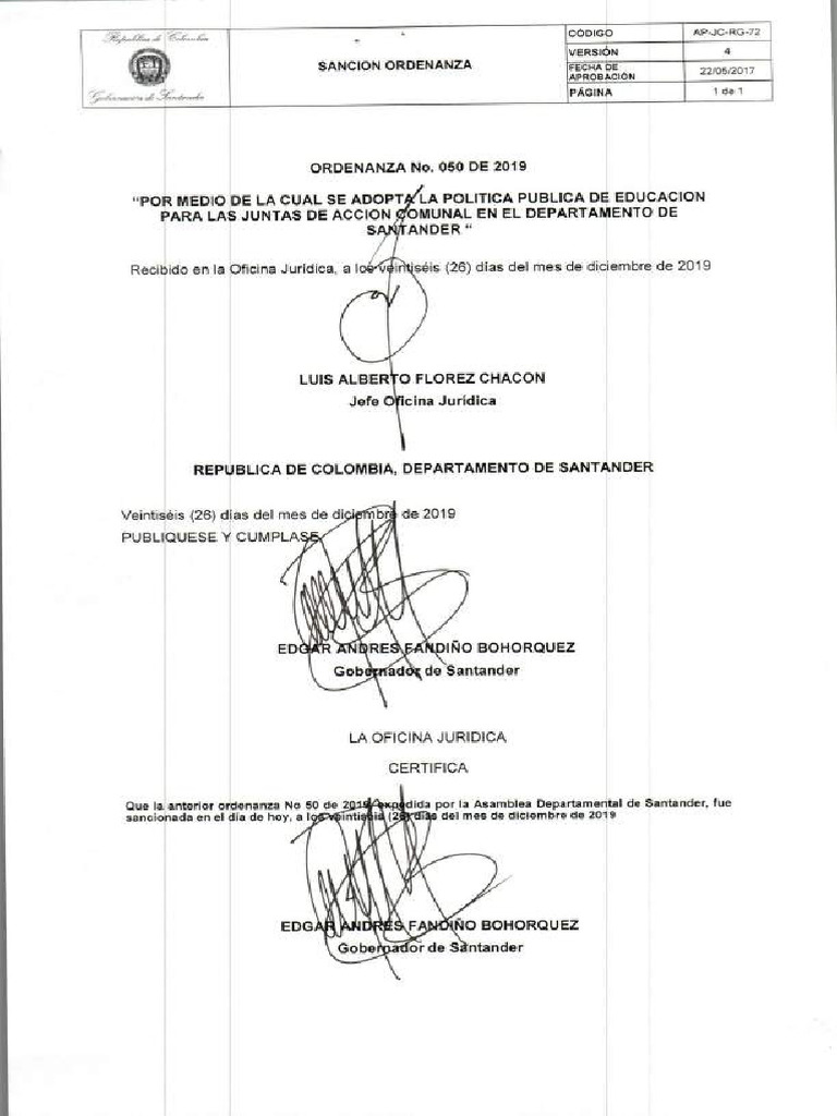 ORDENANZA No. 050 DE 2019 JAC | PDF