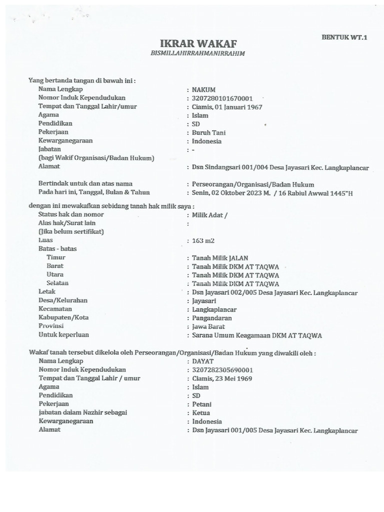 Ikrar Wakaf | PDF