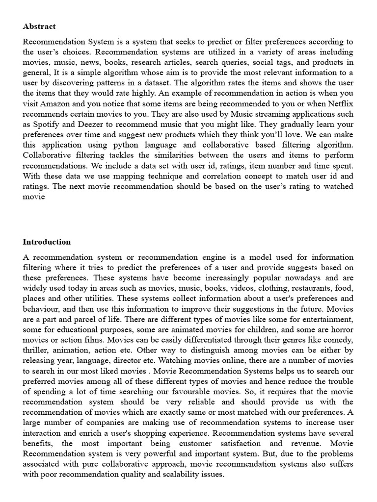 Movie Recommendation System Overview | PDF | Information Retrieval ...