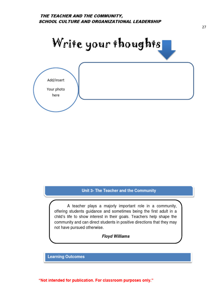 Teacher & School Community - Unit 3 | PDF | Teachers | Schools