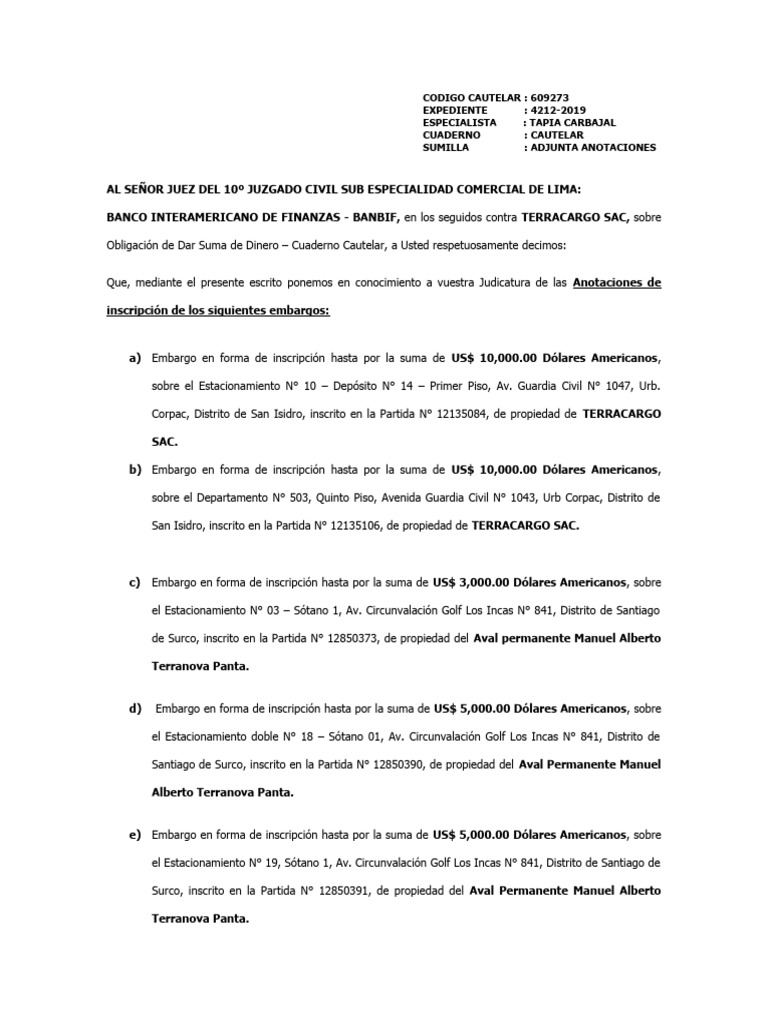 Anotación de Embargo | PDF