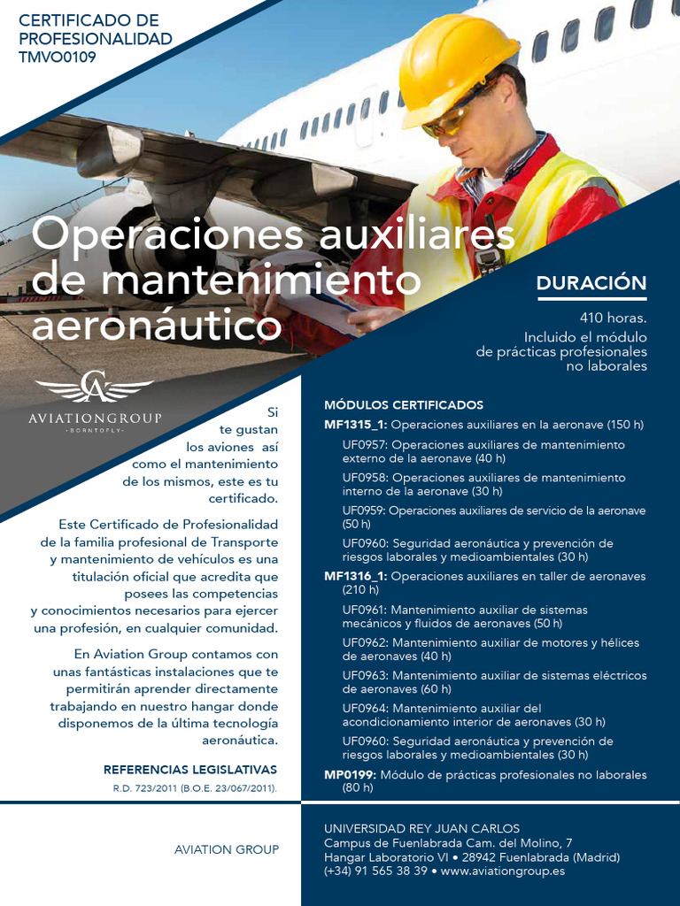 Ficha CP Operaciones Auxiliares de Mantenimiento Aeronautico | PDF ...