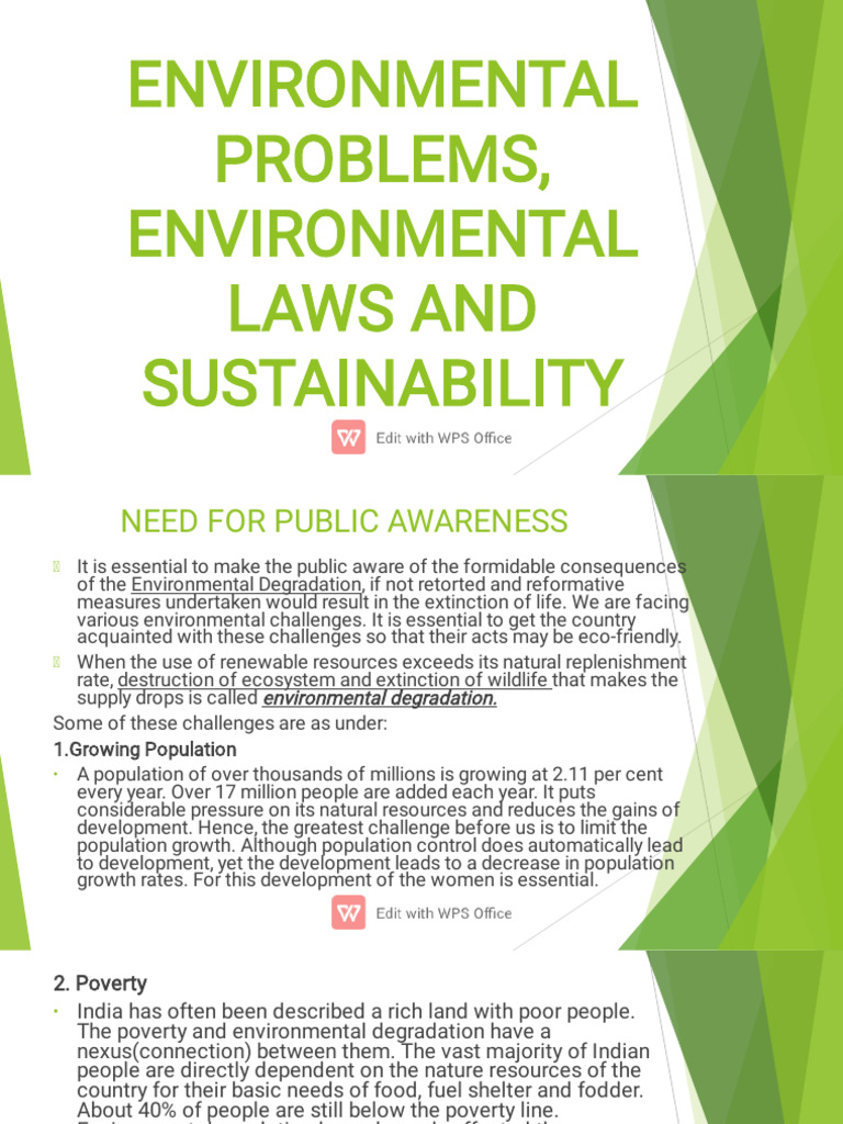 Module 2 Environmental Problems Environmental Laws AND Sustainability ...