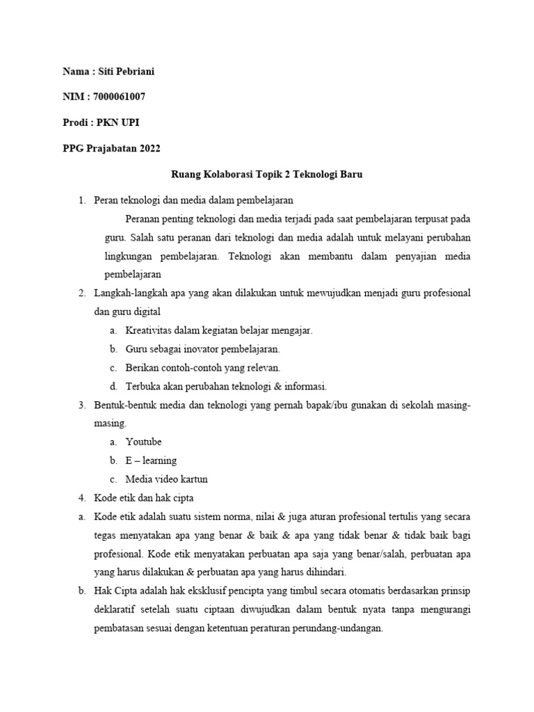 Ruang Kolaborasi Topik 2 Teknologi Baru | PDF
