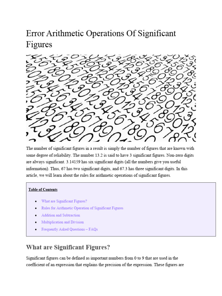 Significant Figures in Arithmetic Operations | PDF | Significant ...