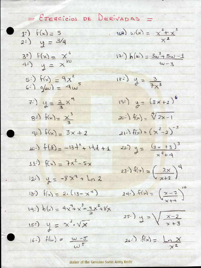 EJERCICIOS DE DERIVADAS | PDF