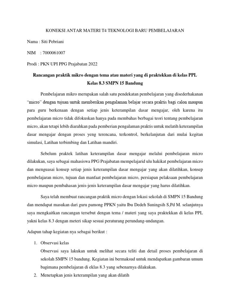 Koneksi Antar Materi T4 Teknologi Baru Pembelajaran | PDF | Seni | Pengembangan Diri