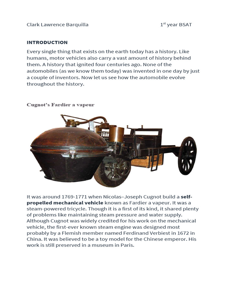 Evolution of Automobile | PDF | Car | Engines