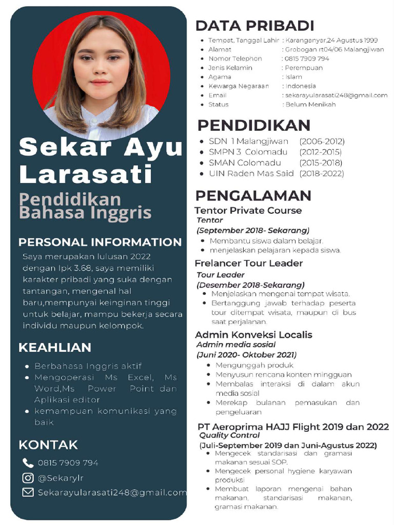CV Sekar Ayu Larasati | PDF
