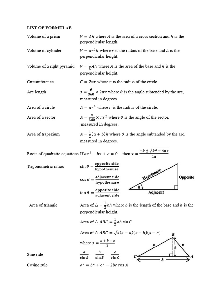 Mensuration Formulas and Area Calculations | PDF