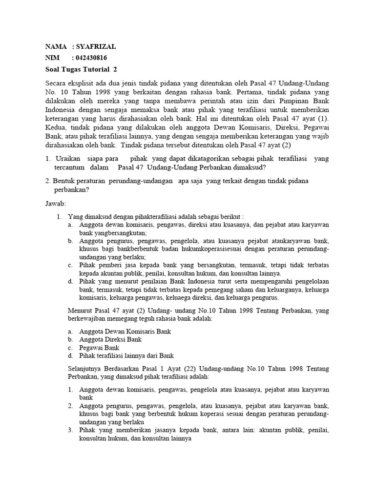 Tugas 2 Hkum4308 Syafrizal | PDF | Hukum