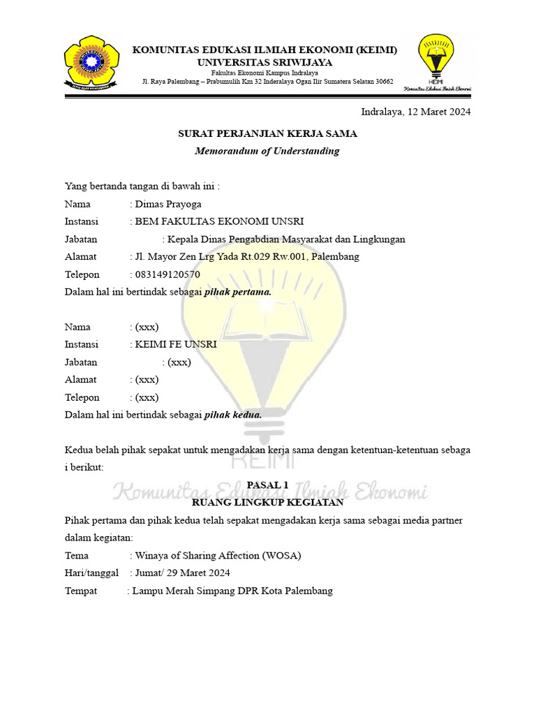 MoU Media Partner KEIMI 2024 | PDF