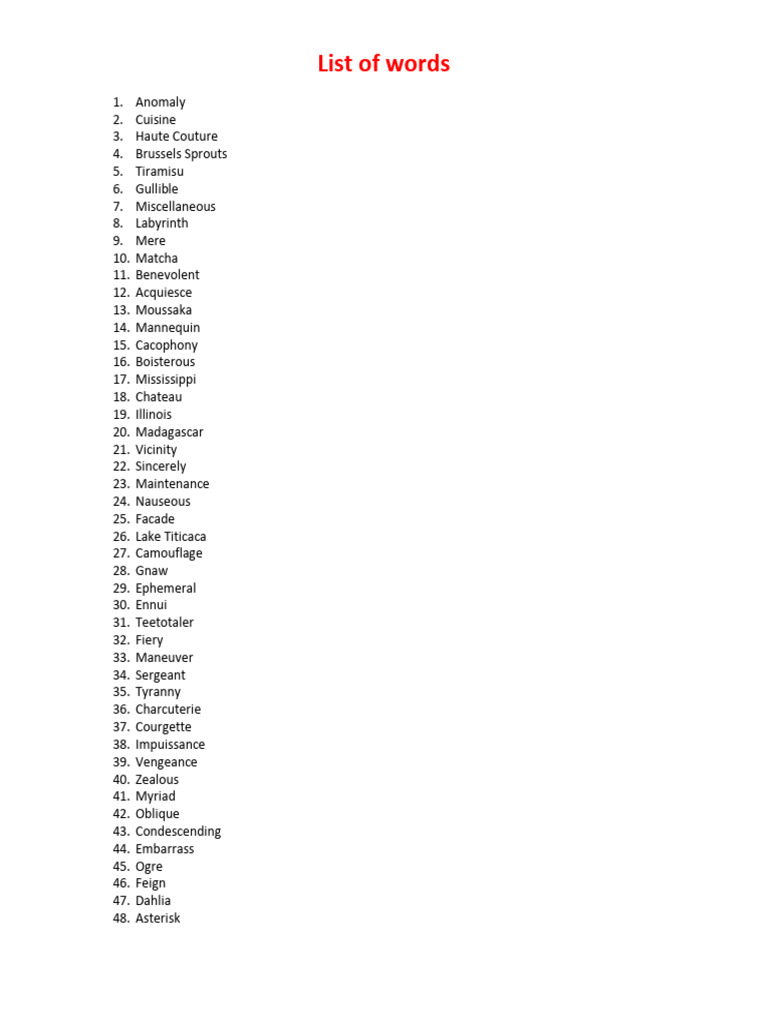 Some words for vocabulary | PDF