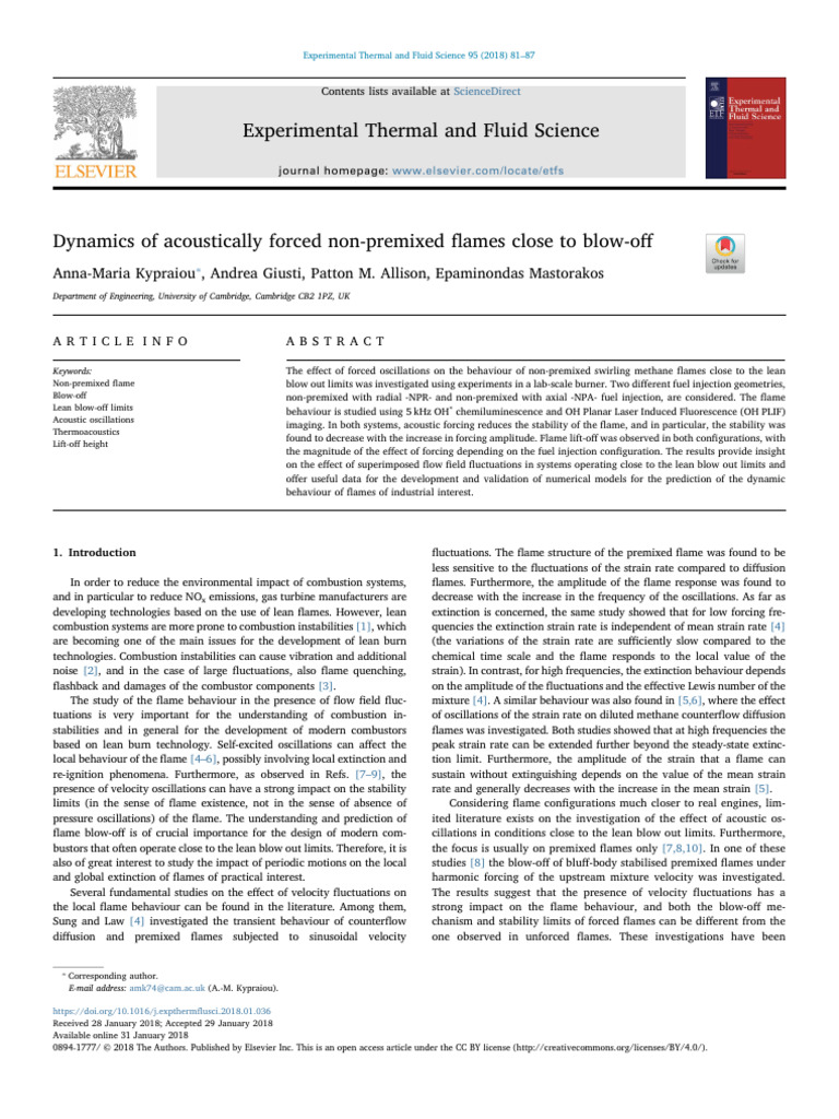 Dynamics of Acoustically Forced Non-Premixed Flame | PDF | Flow Measurement | Combustion