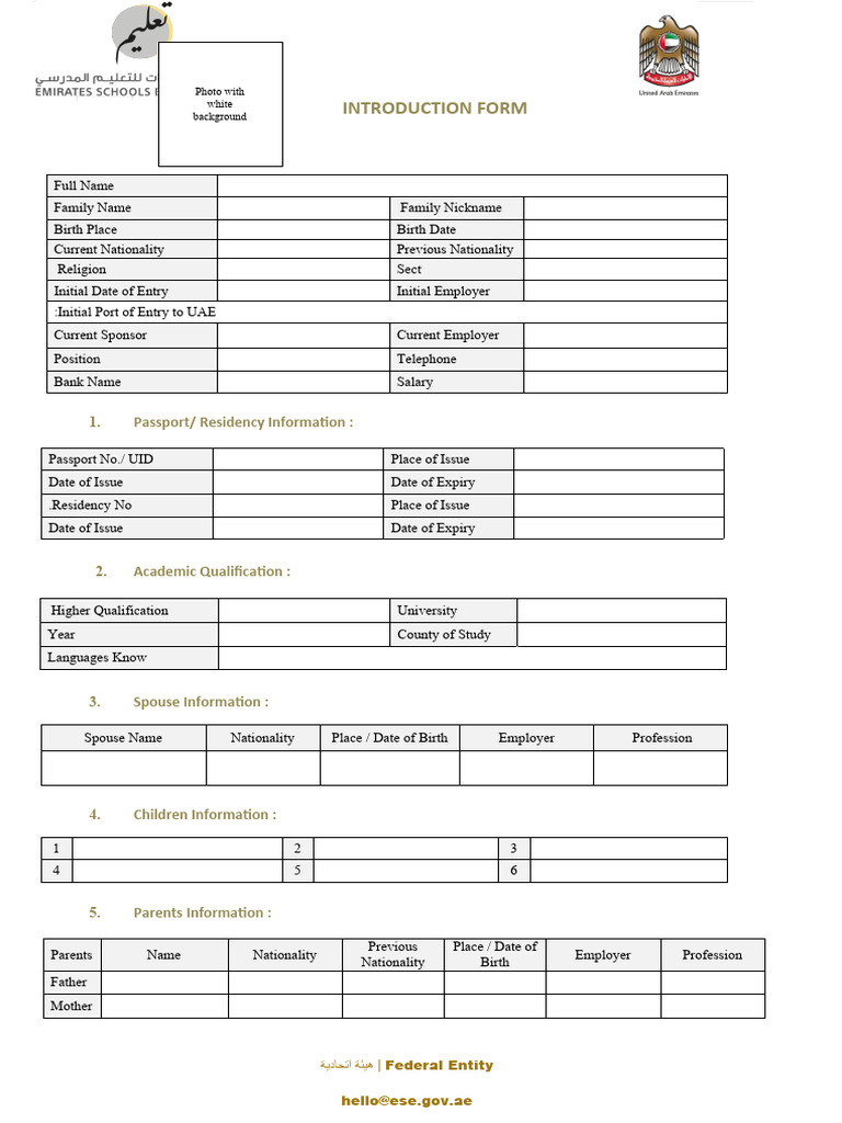 Introduction Form (1) | PDF | Nationality