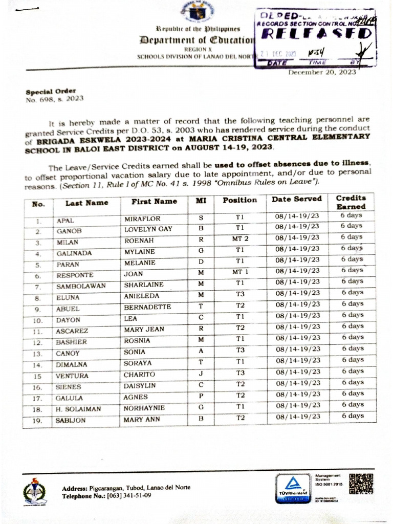 Mcces Approved Brigada Eskwela | PDF