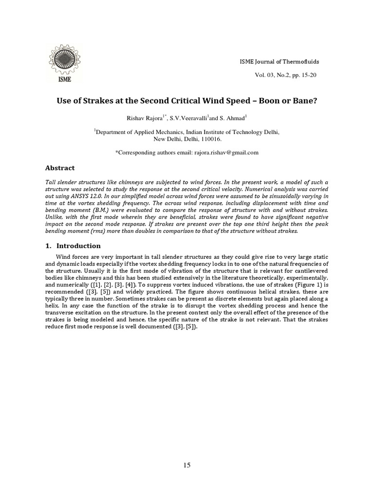 Use of Strakes at The Second Critical Wind Speed - Boon or Bane? | PDF | Lift (Force) | Fluid ...