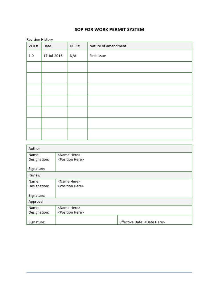 SOP - Permit To Work System | PDF | Occupational Safety And Health | Safety