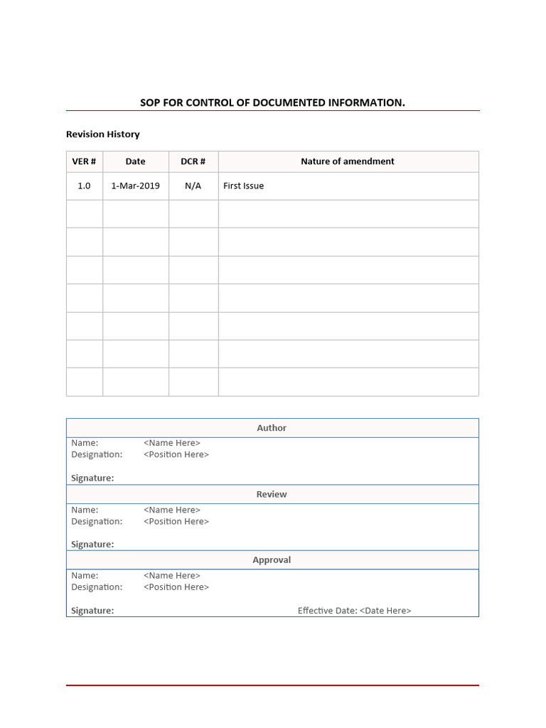 SOP-Control of Documented Information | Download Free PDF | Information ...
