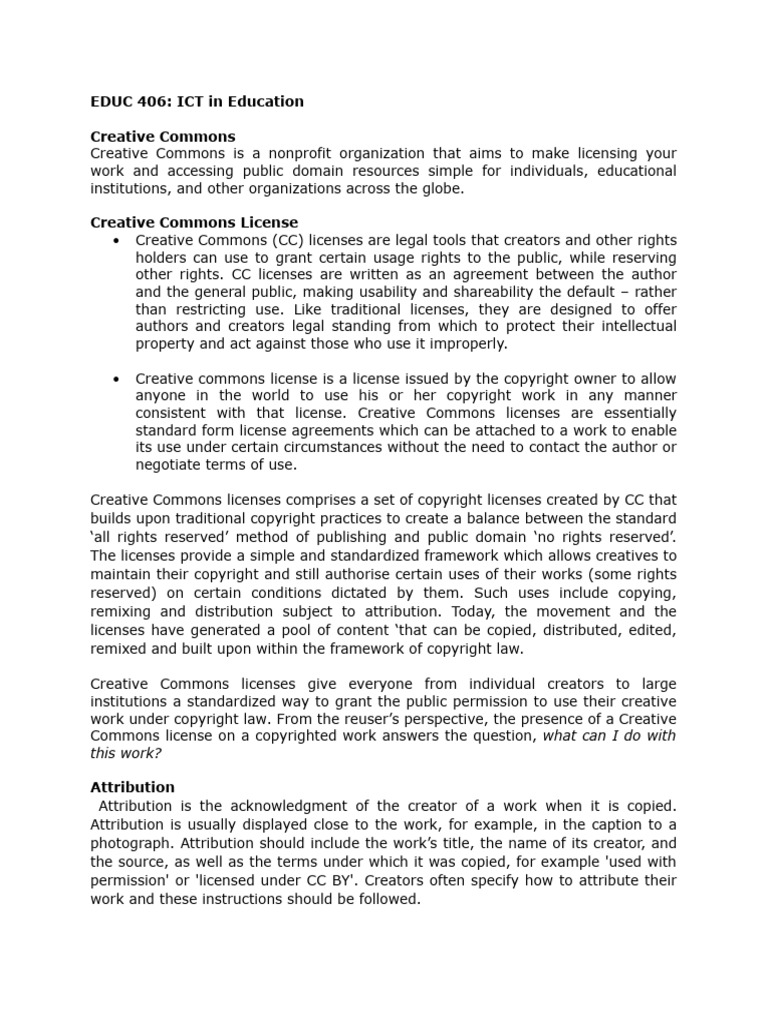 Creative Common License | PDF | Creative Commons License | Patent