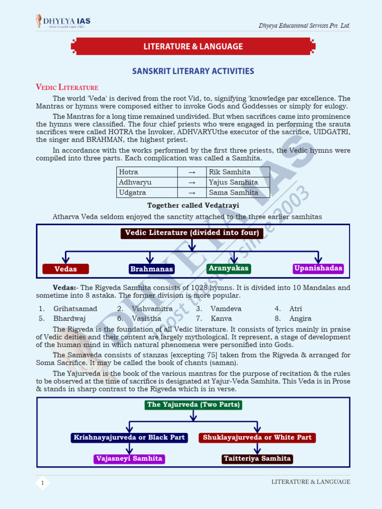 Vedic Literature and Sanskrit Language | PDF | Vedas | Sanskrit