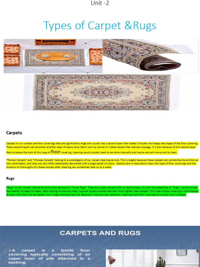 Types of Carpets and Rugs Explained | PDF