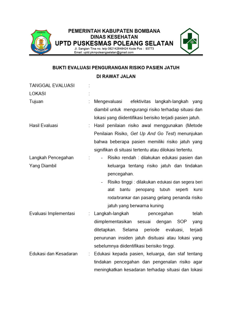 Evaluasi Risiko Pasien Jatuh di Puskesmas | PDF