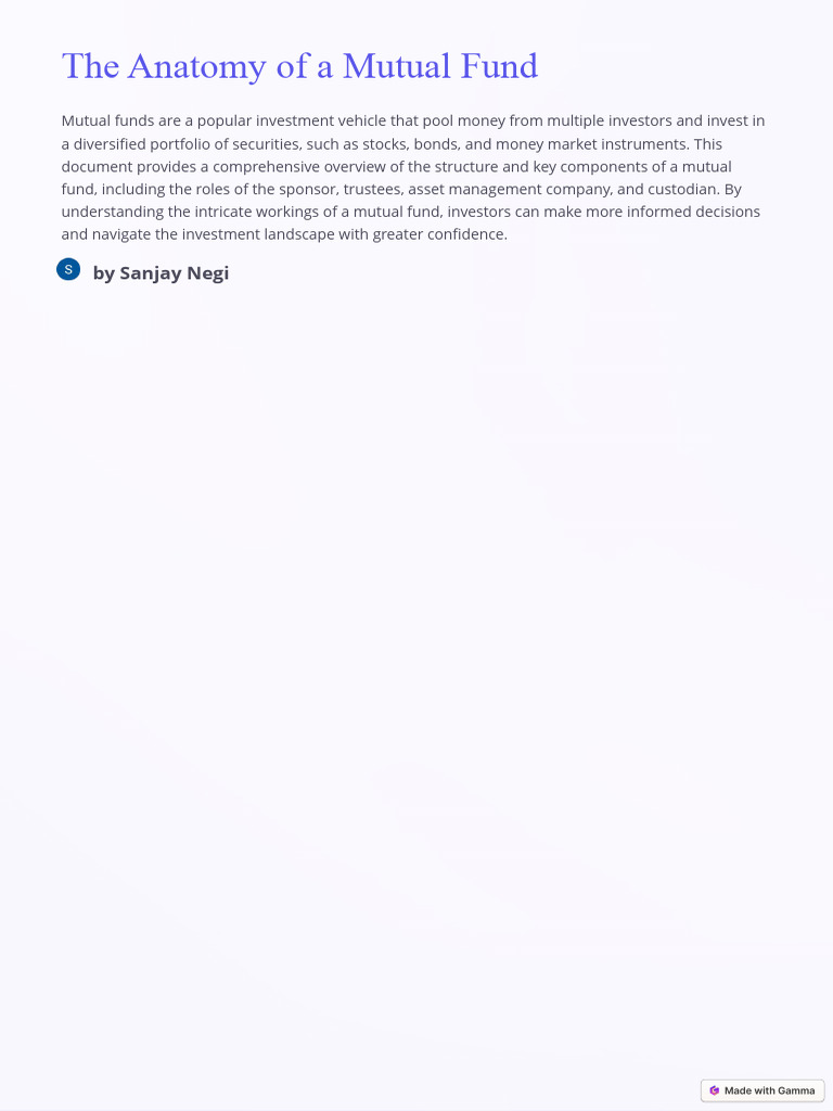 The Anatomy of A Mutual Fund | PDF | Investment Fund | Mutual Funds