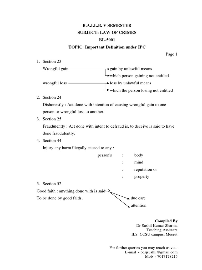 Important Definition Under IPC | PDF