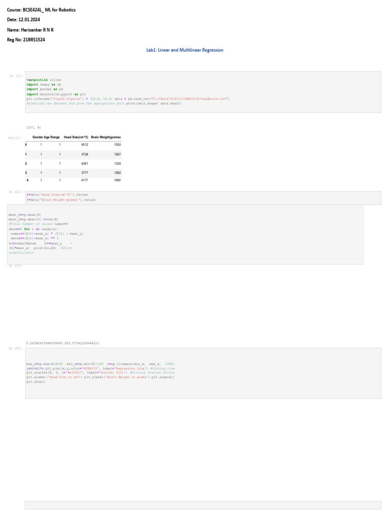 Linear and Multilinear Regression | PDF | Computer Programming | Data Analysis