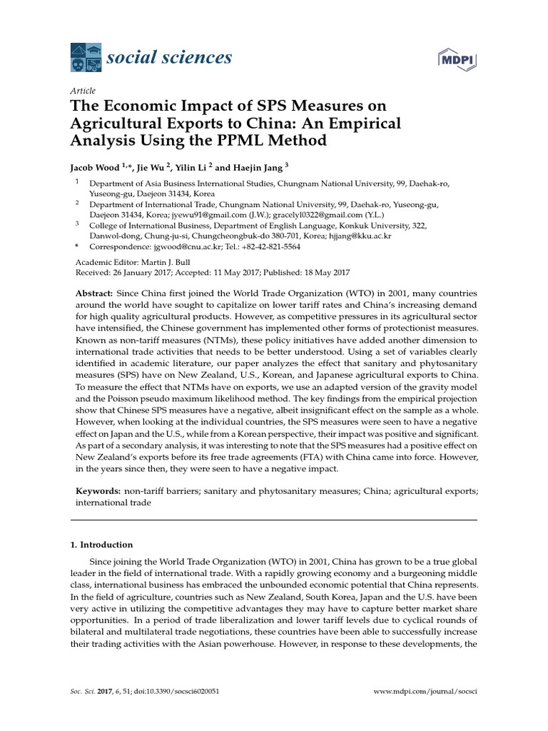 Economic Impact of SPS on Agri-Exports to China | PDF | Non Tariff ...