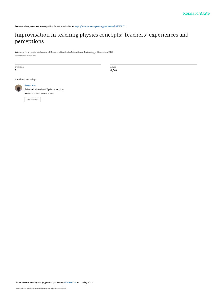 Improvisation in Physics Teaching Insights | PDF | Teachers | Learning