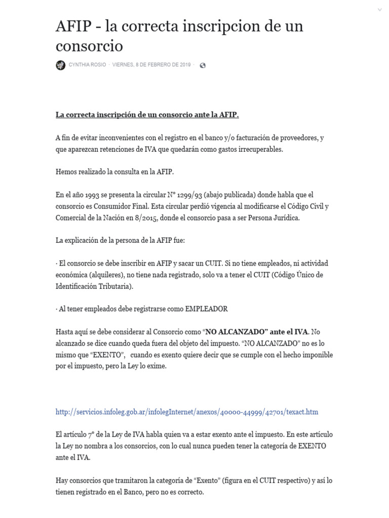 Inscripción de Consorcios en AFIP | PDF | Impuestos | Impuesto al valor agregado