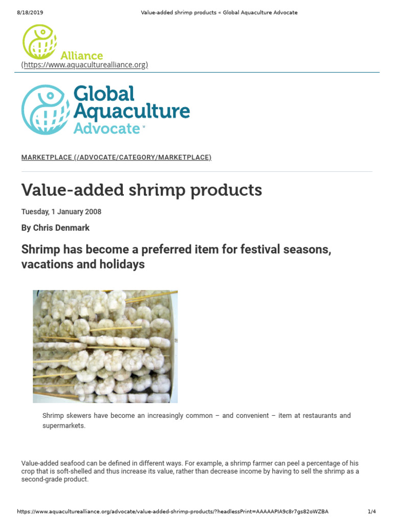 Value Added Shrimp Products | PDF | Shrimp | Food Industry