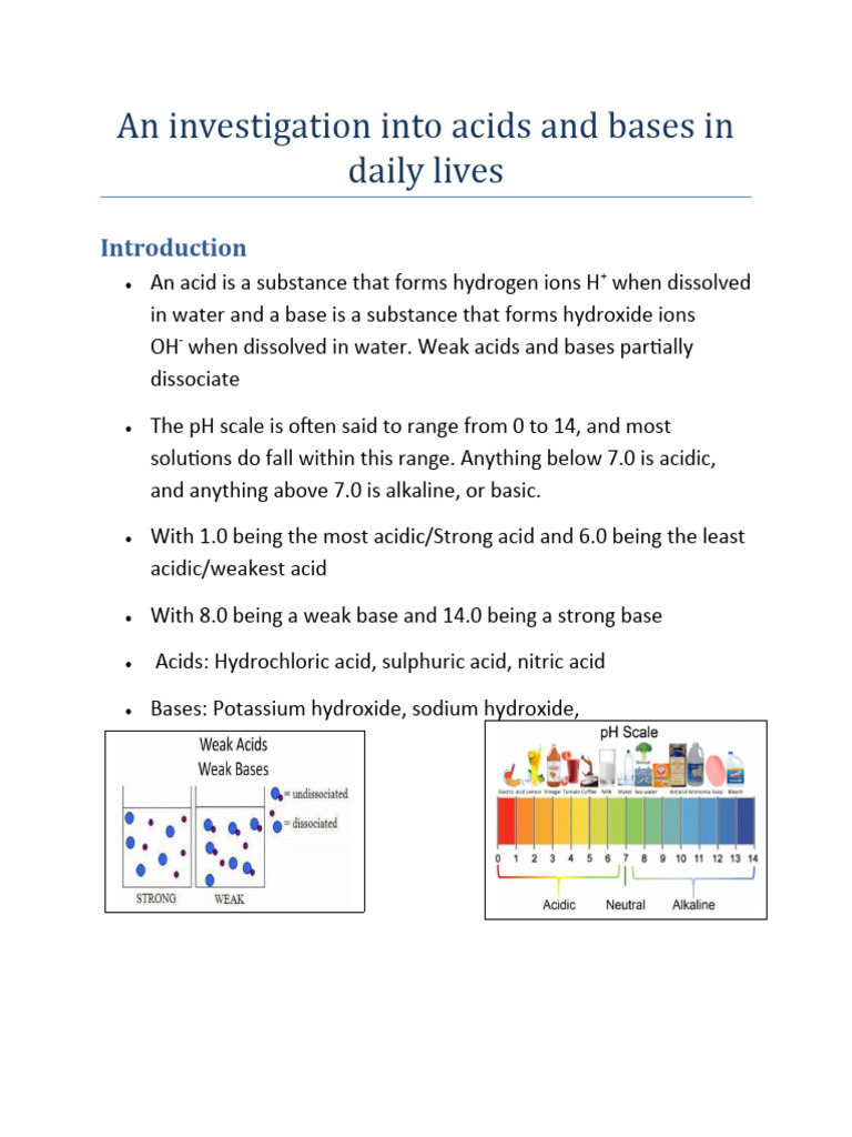 An Investigation Into Acids and Bases in Daily Lives | PDF | Sodium ...