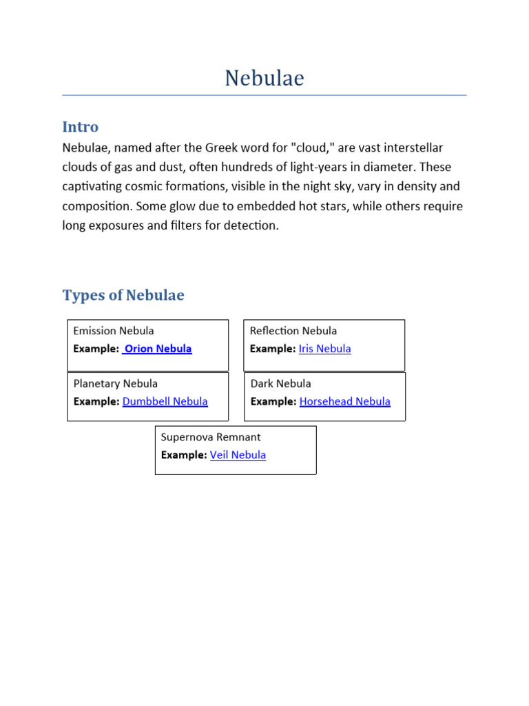 Nebulae | PDF | Nebula | Stars