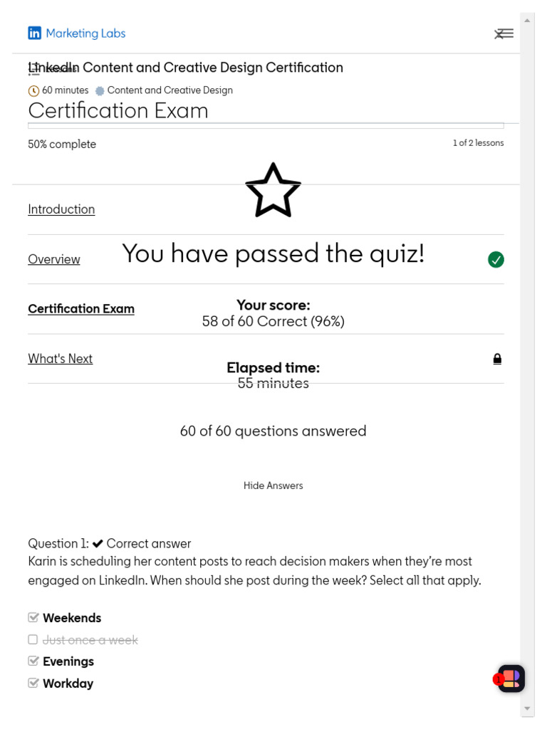 Certification Exam Linkedin Creative Answers | PDF | Linked In | Brand Certification Exam Linkedin Creative Answers | PDF | Linked In | Brand