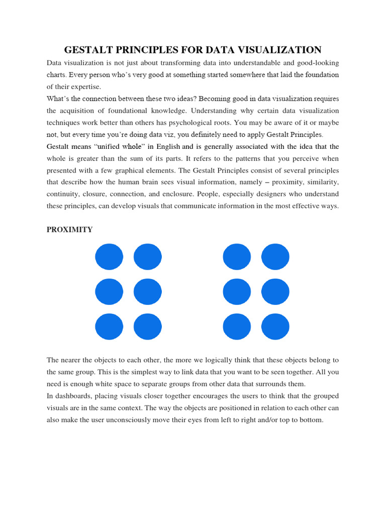GESTALT PRINCIPLES FOR DATA VISUALIZATION | PDF | Cognition | Cognitive ... GESTALT PRINCIPLES FOR DATA VISUALIZATION | PDF | Cognition | Cognitive ...