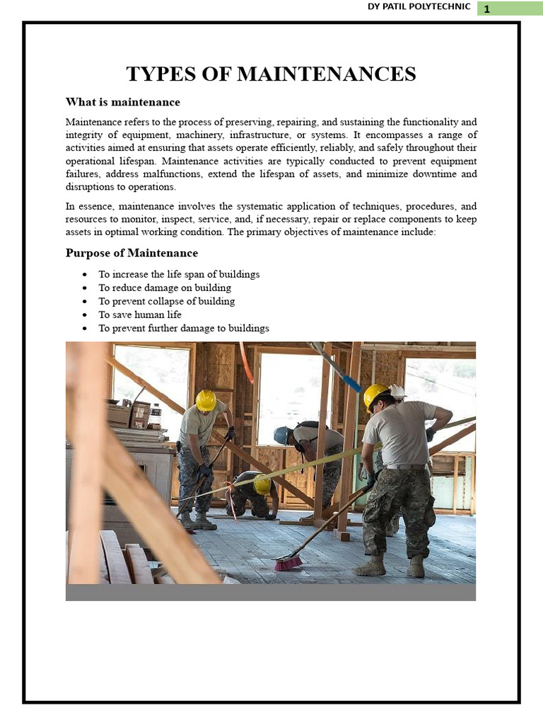 Types of Maintenances | PDF | Reliability Engineering | Regulatory Compliance