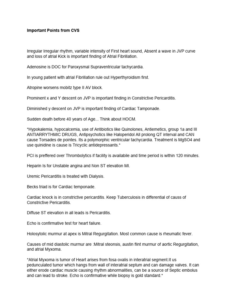 CVS Important points | PDF | Atrium (Heart) | Heart CVS Important points | PDF | Atrium (Heart) | Heart