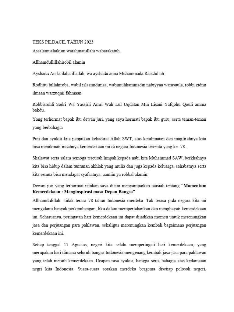 Teks Pildacil Tahun 2023 | PDF