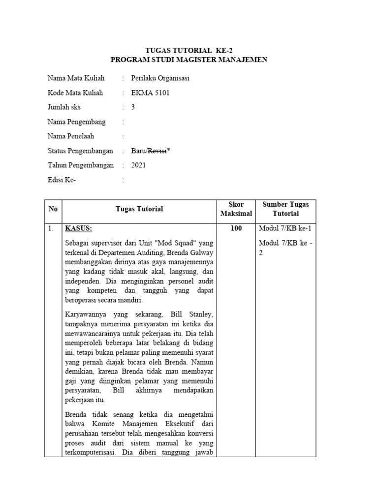 Tugas Tutorial 2 | PDF | Karier & Perkembangan