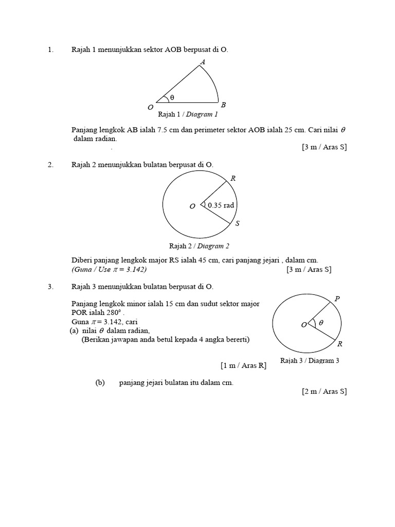Rajah 1 Menunjukkan Sektor AOB Berpusat Di O | PDF