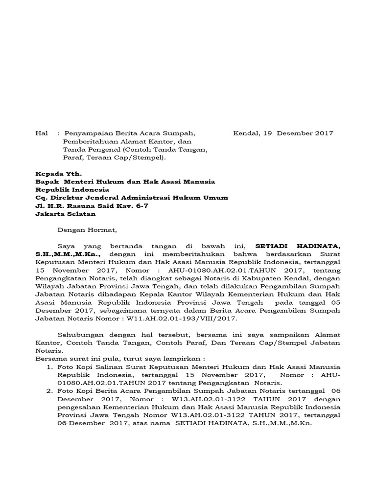 Revisi Kop Surat Notaris | PDF